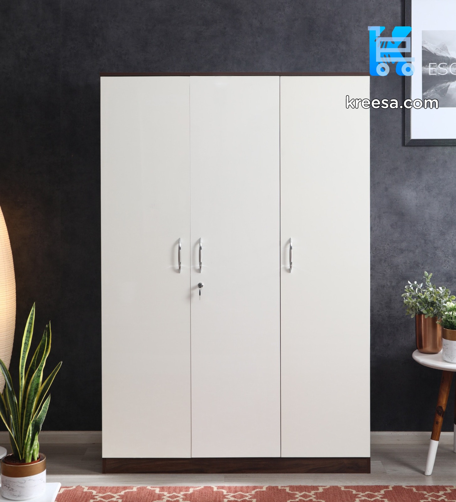 3 Door Wardrobe(Daraz) In White Color | By Kreesa | Made in Nepal